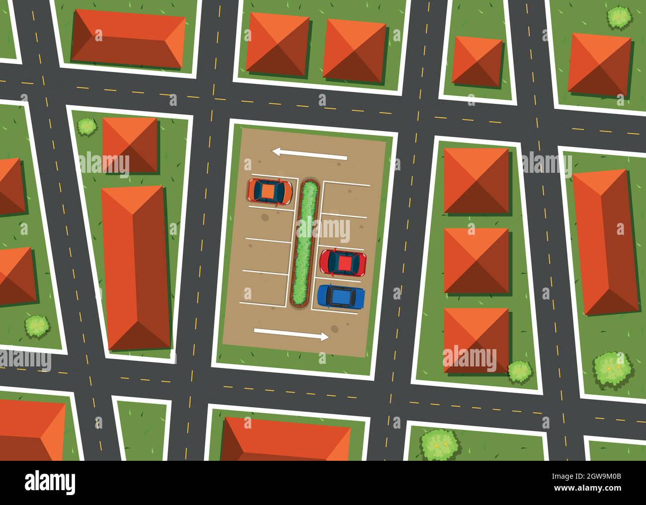Aerial view of neighborhood with houses Stock Vector Image & Art - Alamy