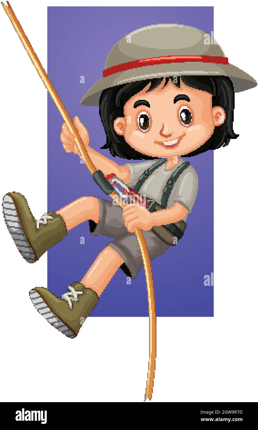 Happy girl climbing rope Stock Vector Image & Art - Alamy