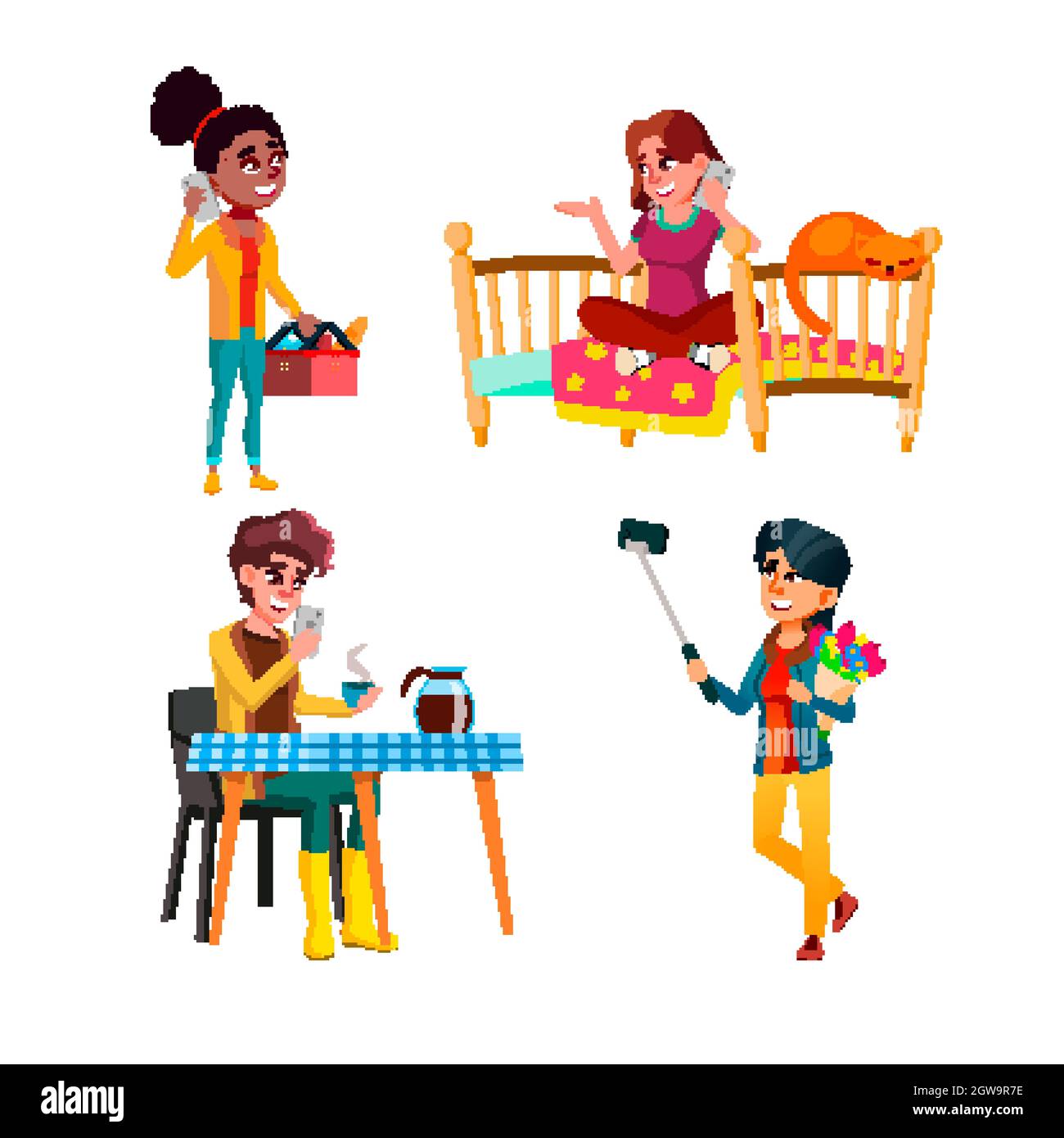 Teenagers smartphone not looking Stock Vector Images - Alamy