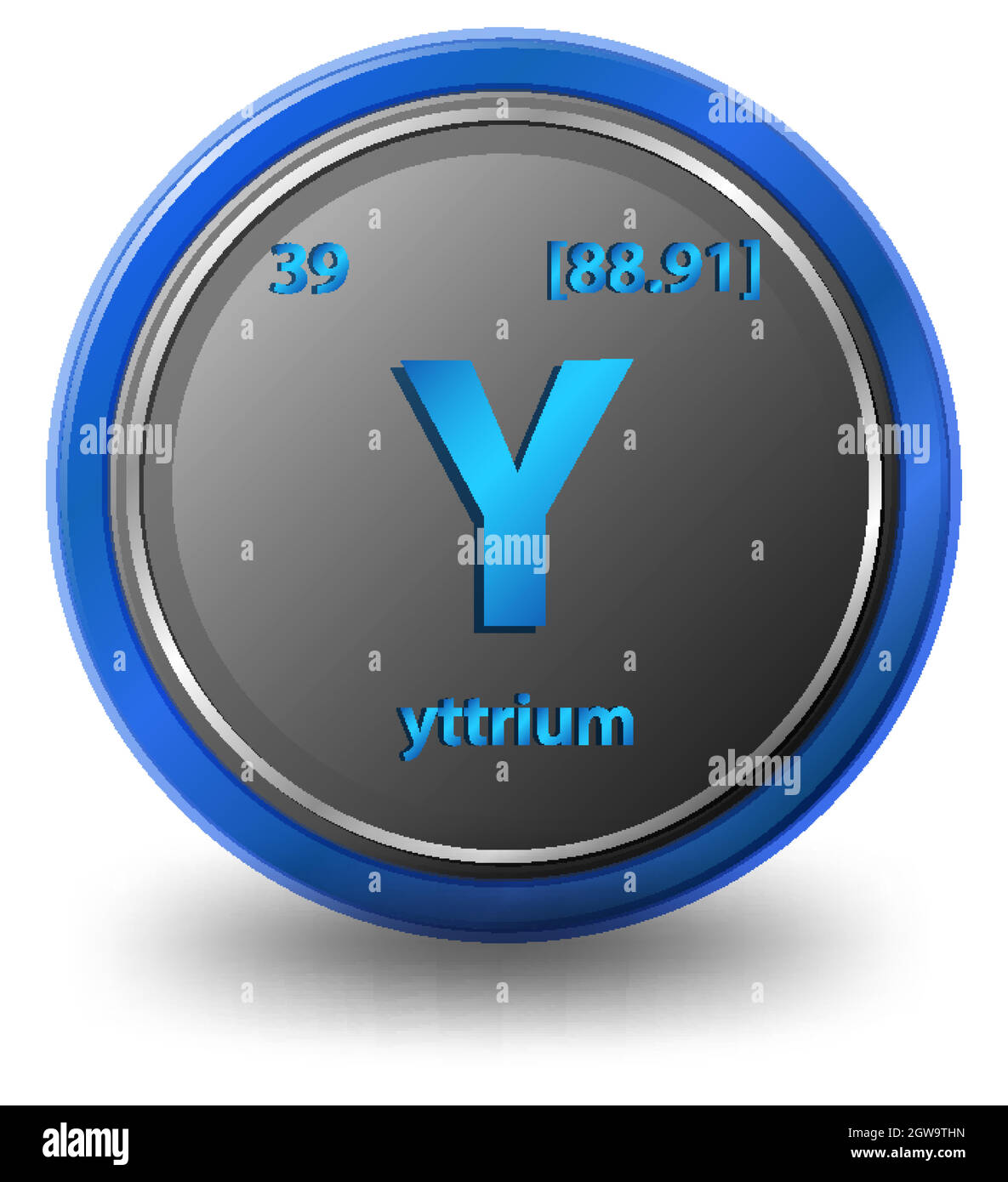 Yttrium chemical element. Chemical symbol with atomic number and atomic ...