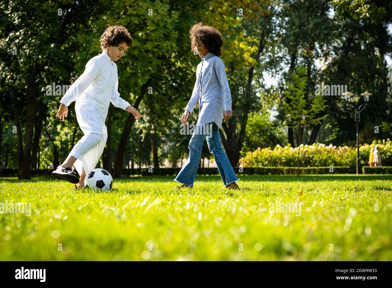 cinematic image of a family from the emirates spending time at the park ...