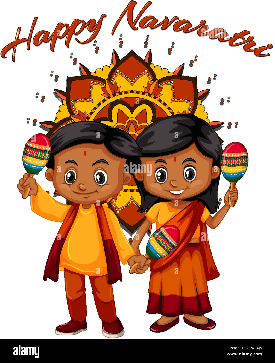 Navaratri poster design with kids and instrument Stock Vector Image ...