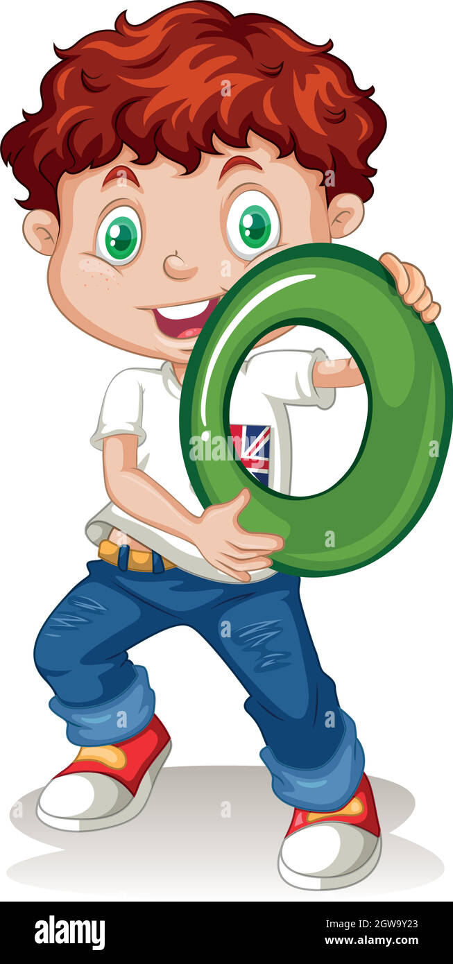 Boy holding number zero Stock Vector Image & Art - Alamy