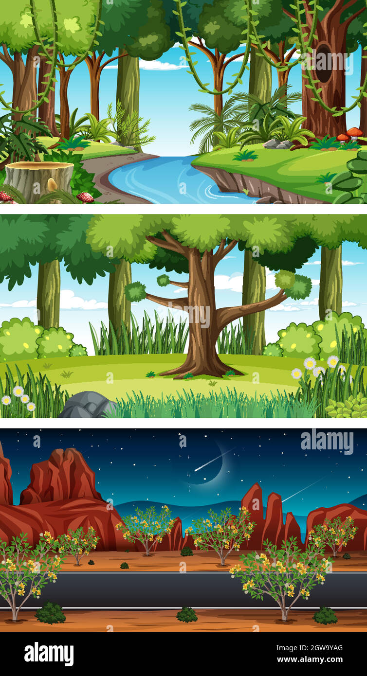 Three different nature horizontal scenes Stock Vector Image & Art - Alamy