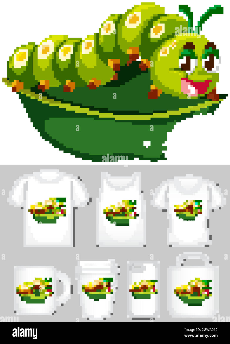 Small green caterpillar on Stock Vector Images - Alamy