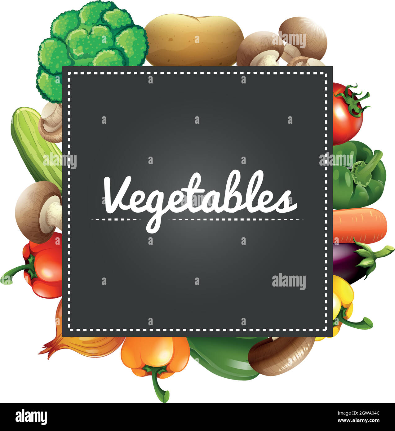 Mixed vegetables around the border Stock Vector Image & Art - Alamy