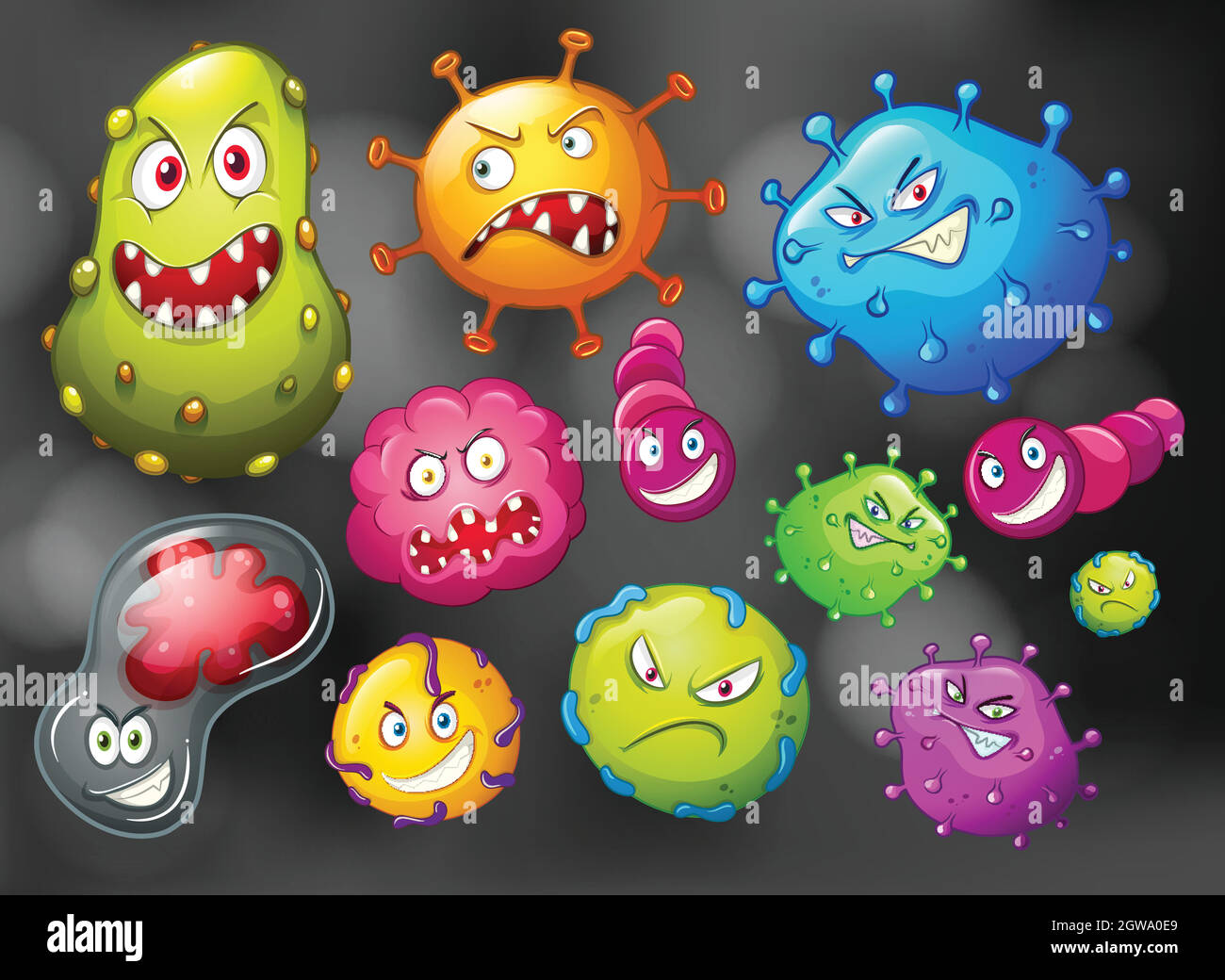 Bacteria and germs on black background Stock Vector Image & Art - Alamy