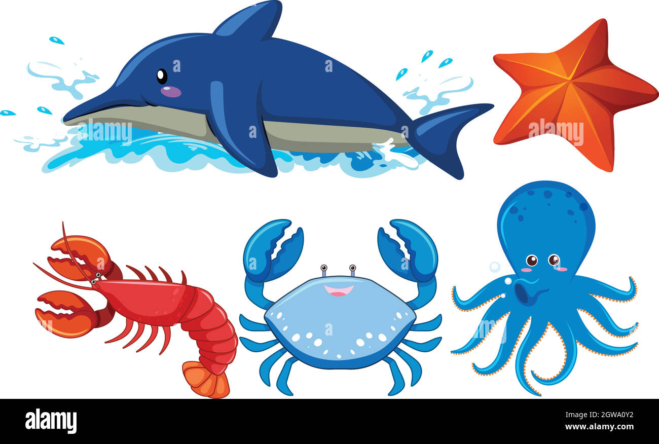 Set of aquatic animals Stock Vector Image & Art - Alamy