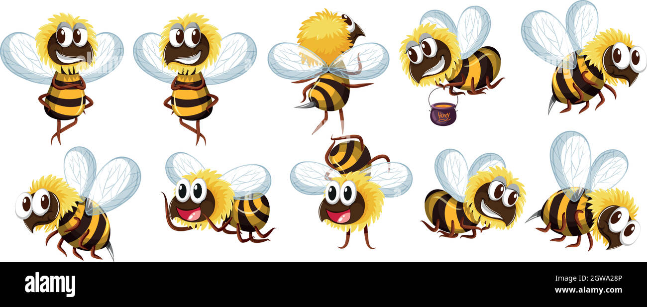 Cute bee set funny Cut Out Stock Images & Pictures - Alamy