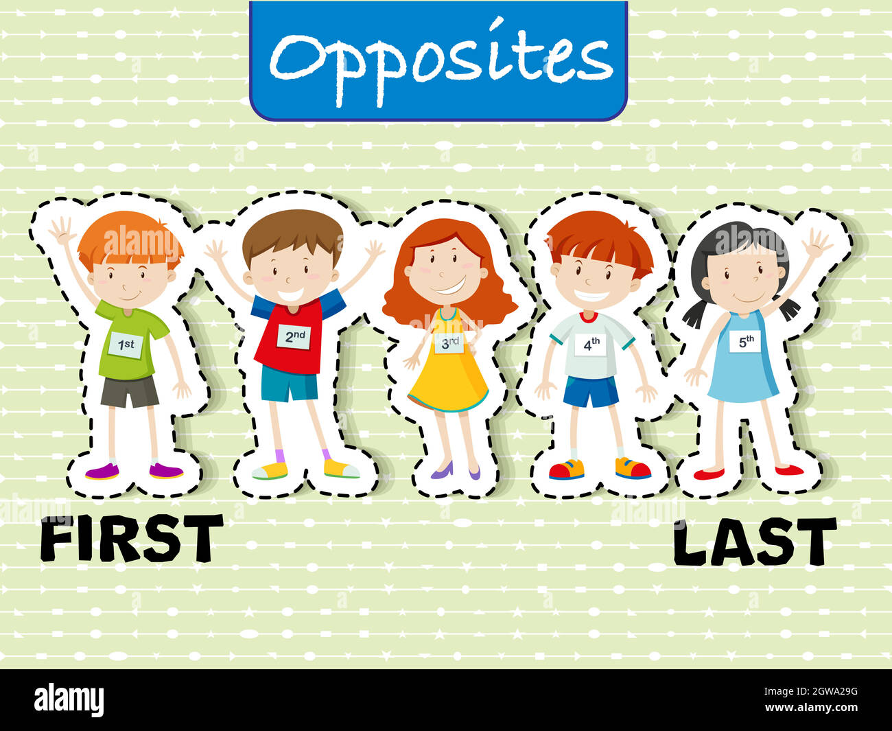 Opposite words for first and last Stock Vector Image & Art - Alamy