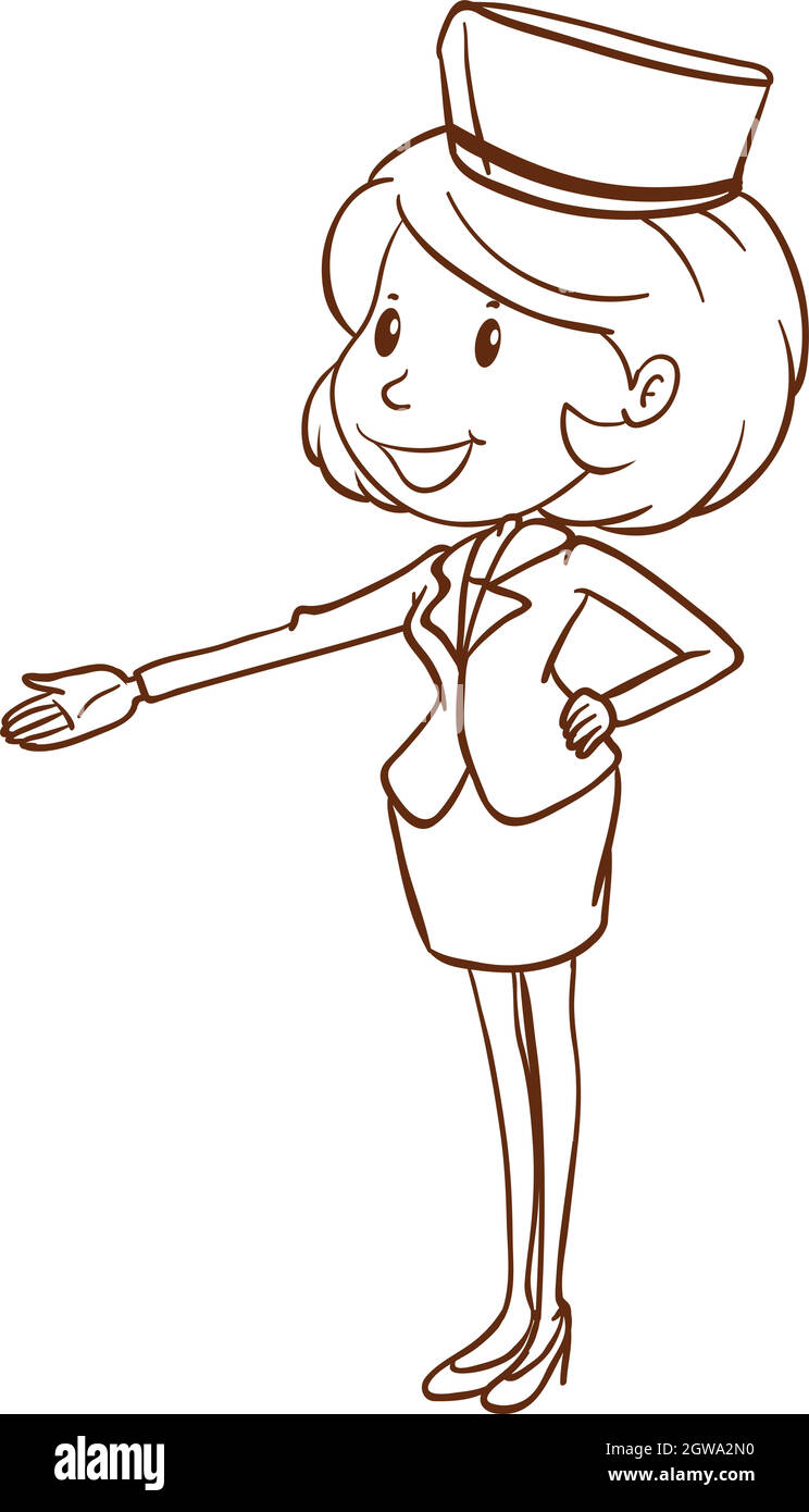 Sketch woman stewardess hi-res stock photography and images - Alamy