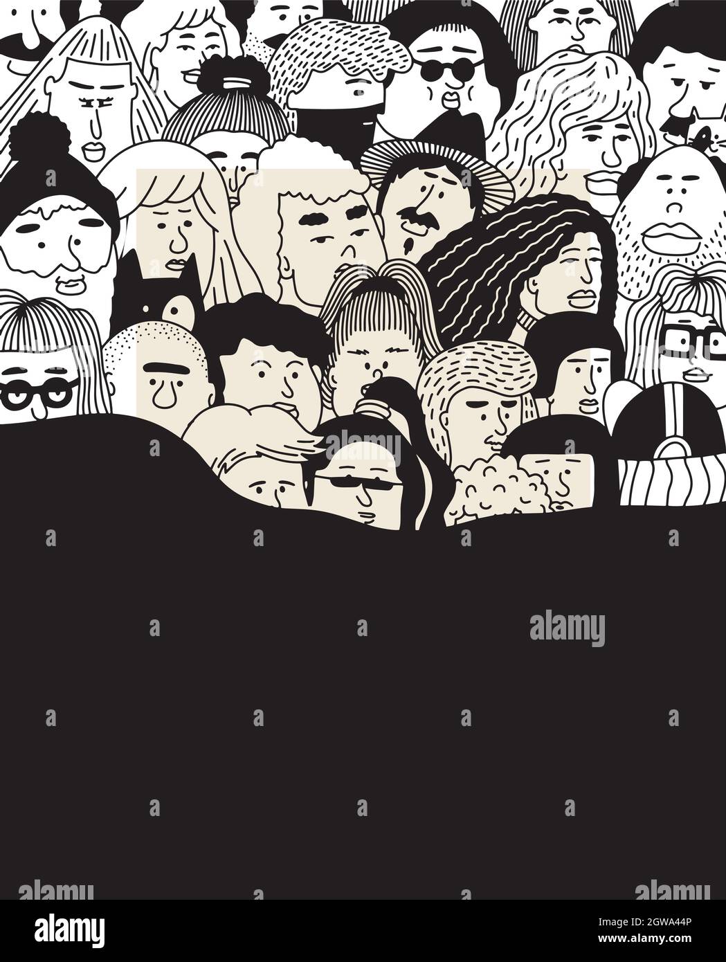 Hand drawn line drawing doodle vector illustration poster. Young ...