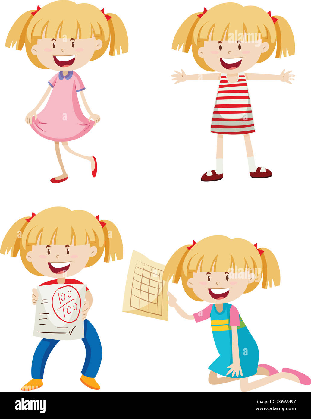 Blonde girl cartoon illustration hi-res stock photography and images ...