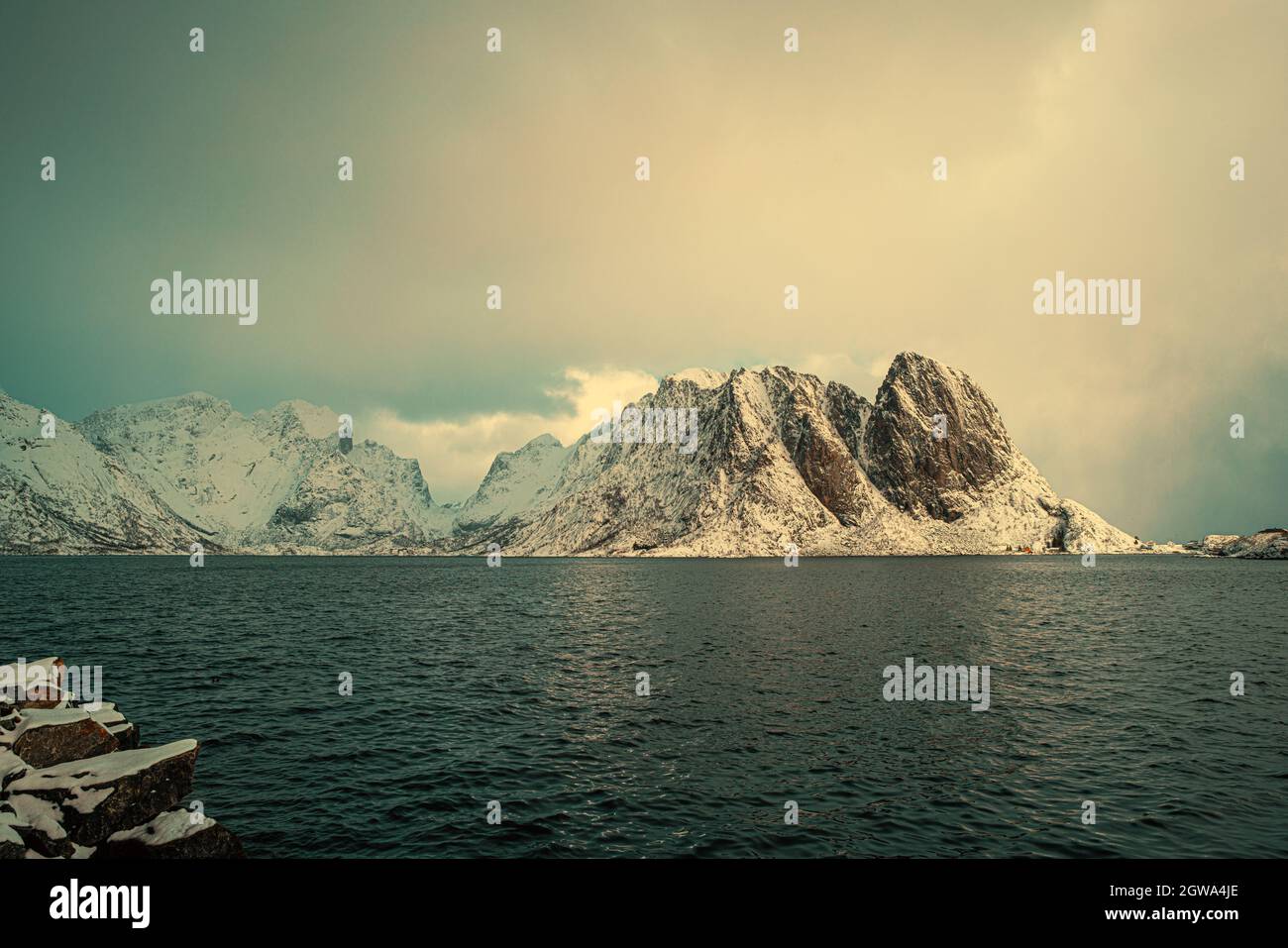 Norwegian landscape with mountain and fjords Stock Photo - Alamy