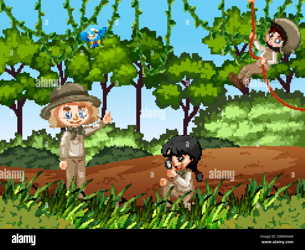 Scene with children exploring nature Stock Vector Image & Art - Alamy