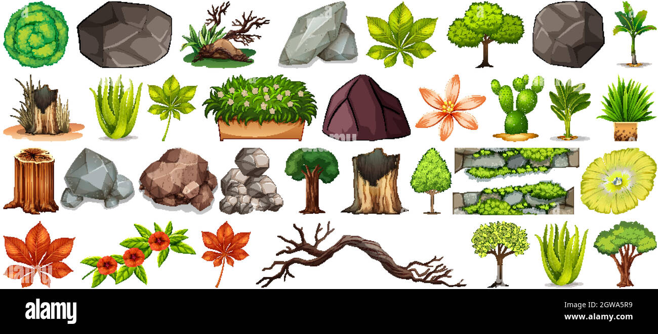 Set of different nature isolated on white background Stock Vector Image ...