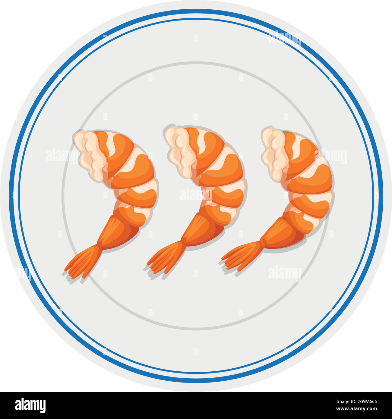 Shrimp on white background plate Stock Vector Images - Alamy