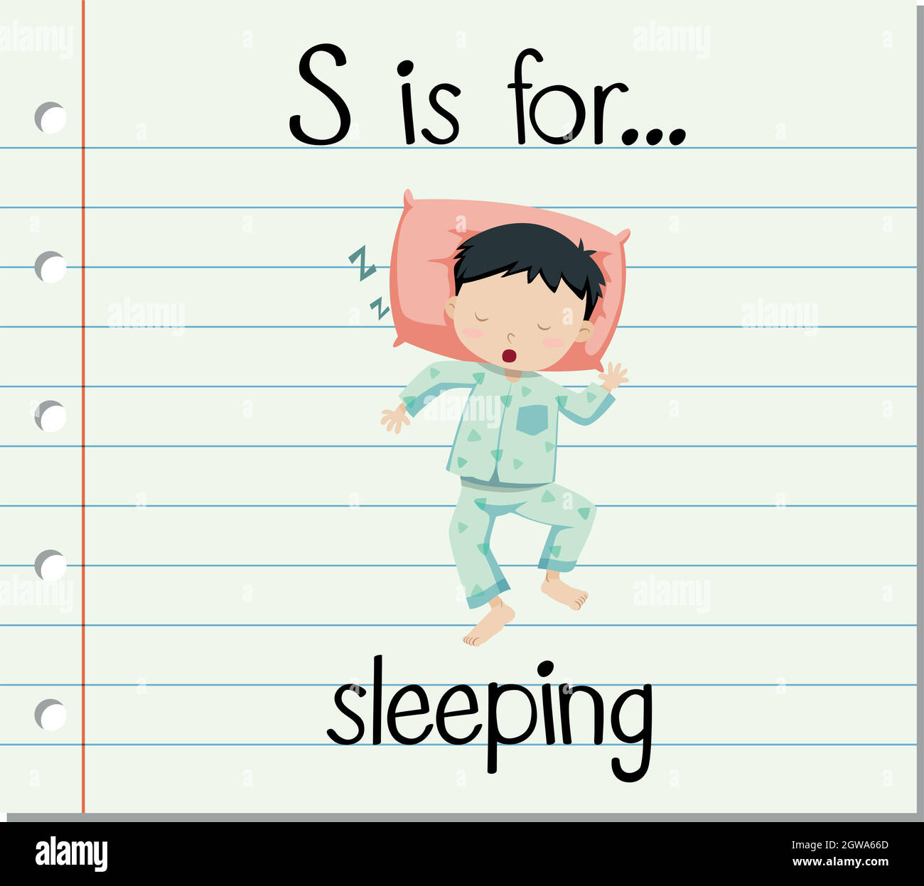 Flashcard letter S is for sleeping Stock Vector Image & Art - Alamy