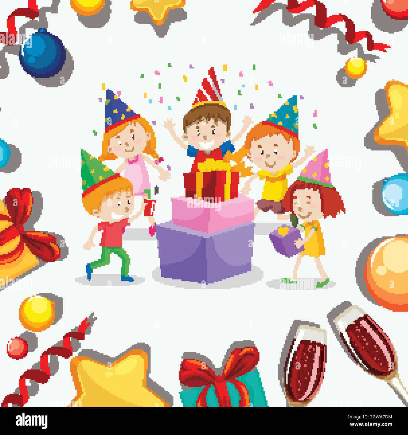 Poster design for New Year with happy children Stock Vector Image & Art ...