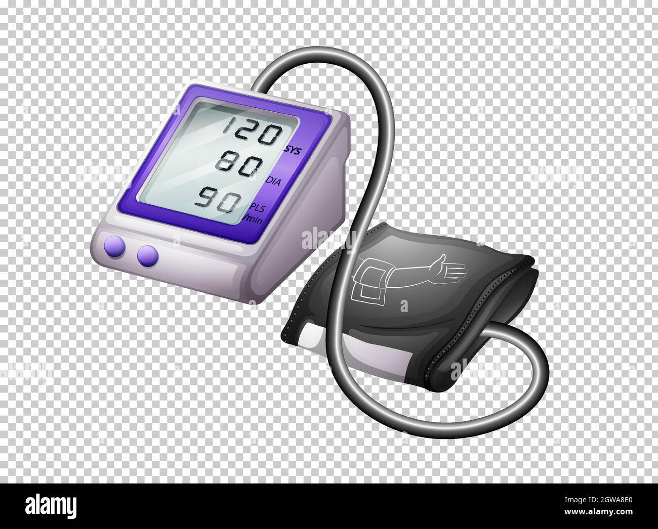 Digital blood pressure monitor on transparent background Stock Vector ...