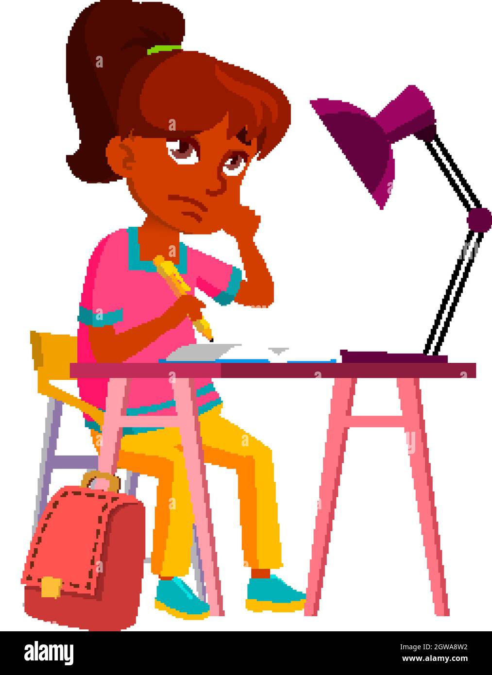 Hispanic teen girl thinking Stock Vector Images - Alamy