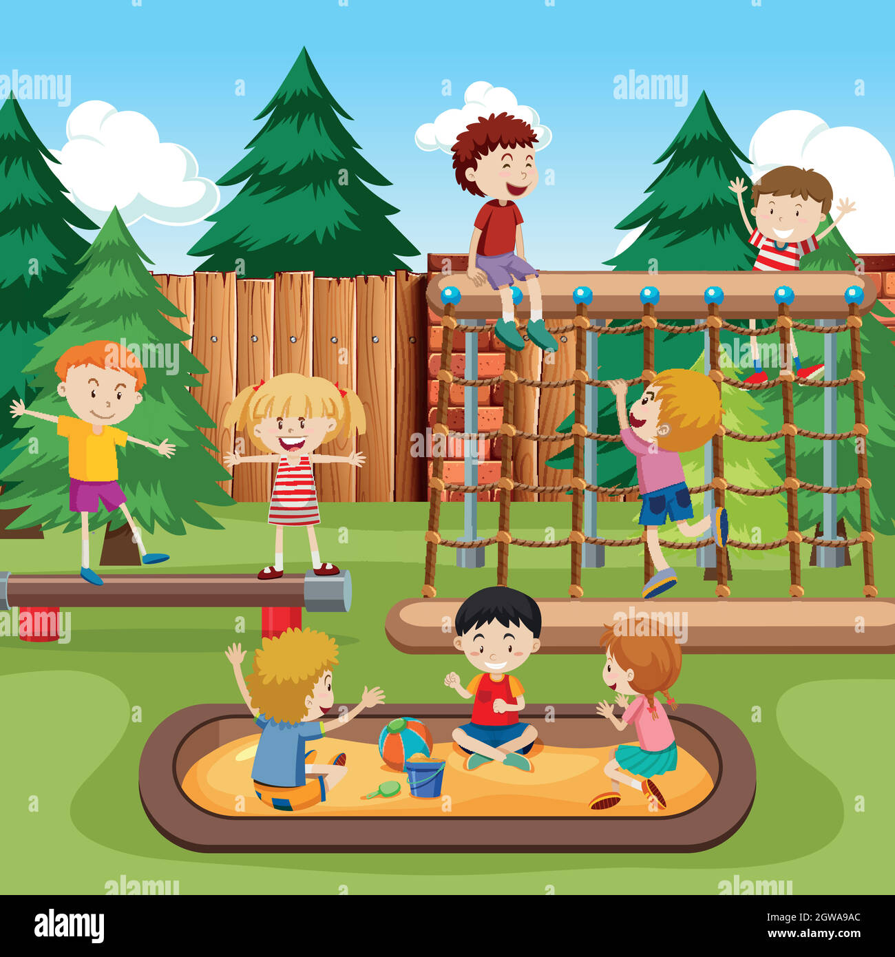 Happy kids playground scene Stock Vector Image & Art - Alamy