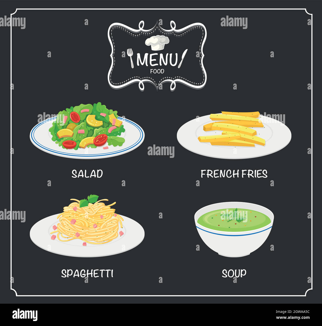 Different food on menu board Stock Vector Image & Art - Alamy