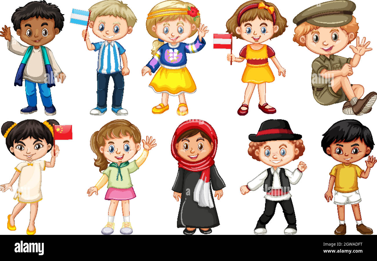 Set of children from different countries Stock Vector Image & Art - Alamy