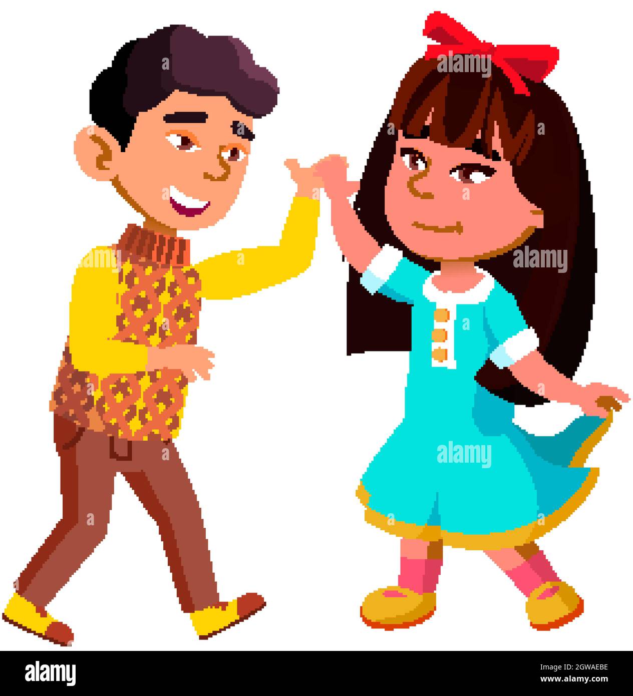 Boy And Girl Kids Couple Dancing Together Vector Stock Vector Image ...