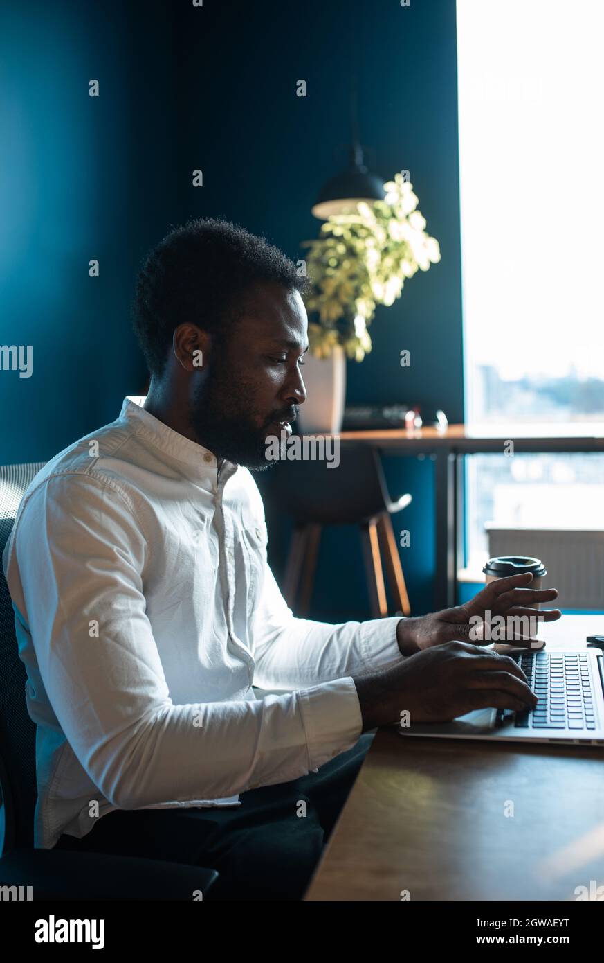 cinematic image of a young beautiful business man. Portrait of an ...