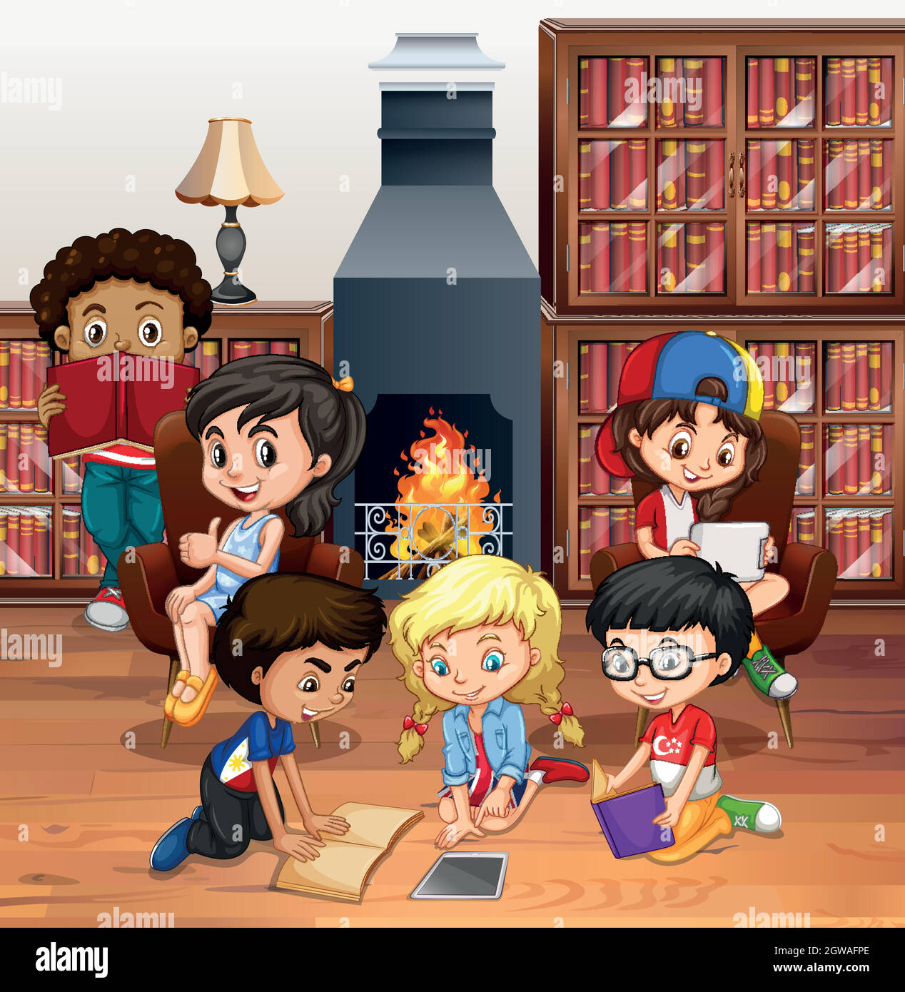 Bookshelves library kids hi-res stock photography and images - Alamy