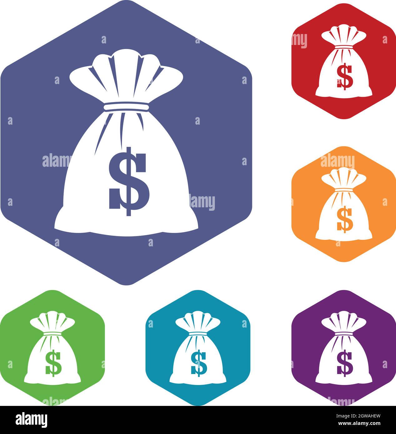 Bag with dollars icons set Stock Vector Image & Art - Alamy
