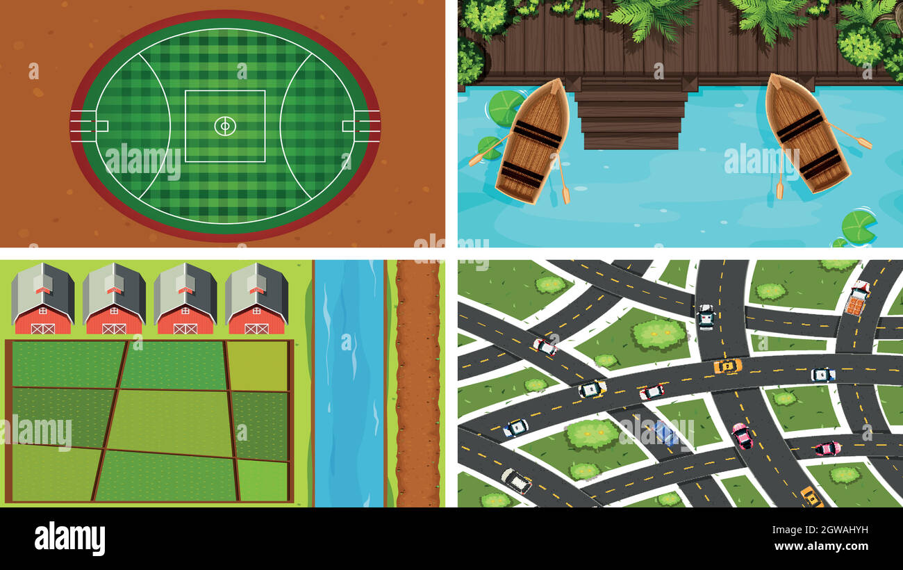 Set of aerial view scenes Stock Vector Image & Art - Alamy
