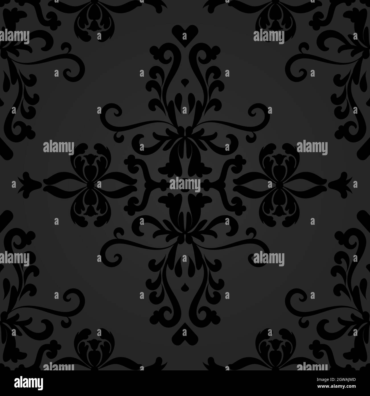 Linear Black Damask Seamless Vector Pattern. For fabric, wallpaper ...