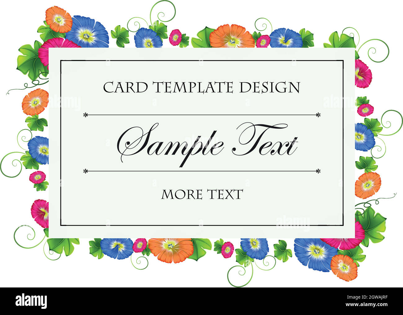 Card template with colorful flowers frame Stock Vector Image & Art - Alamy