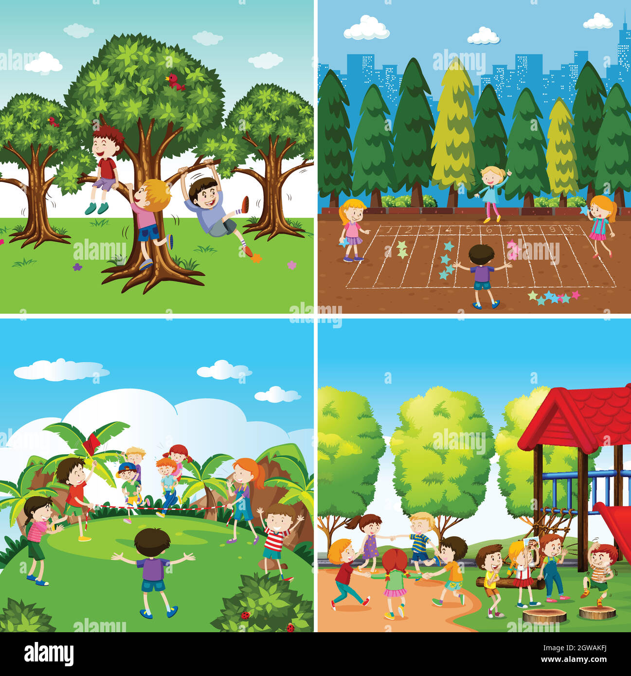 Set of children playing scenes Stock Vector Image & Art - Alamy