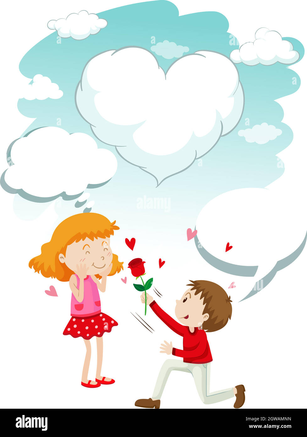 Boy giving rose girl Stock Vector Images - Alamy