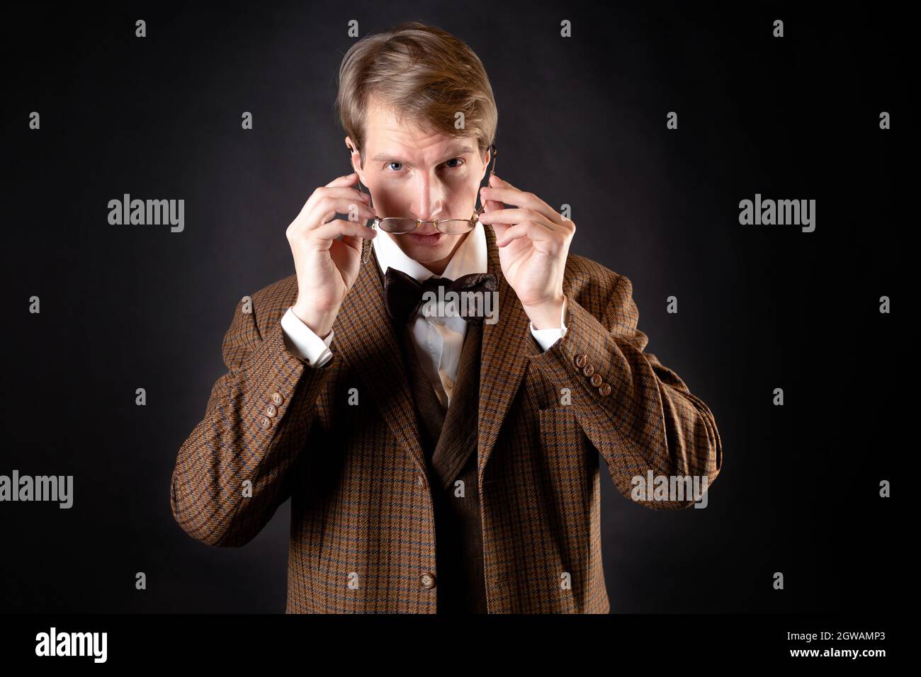 An intelligent gentleman in the Victorian style. Vintage retro suit ...