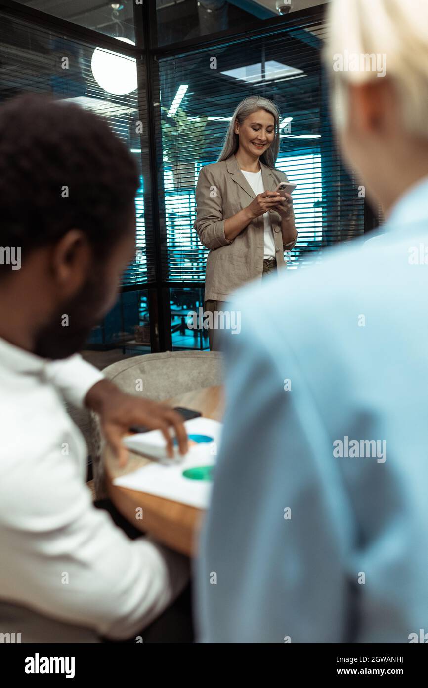 cinematic image of a multiethnic business team. employees working ...