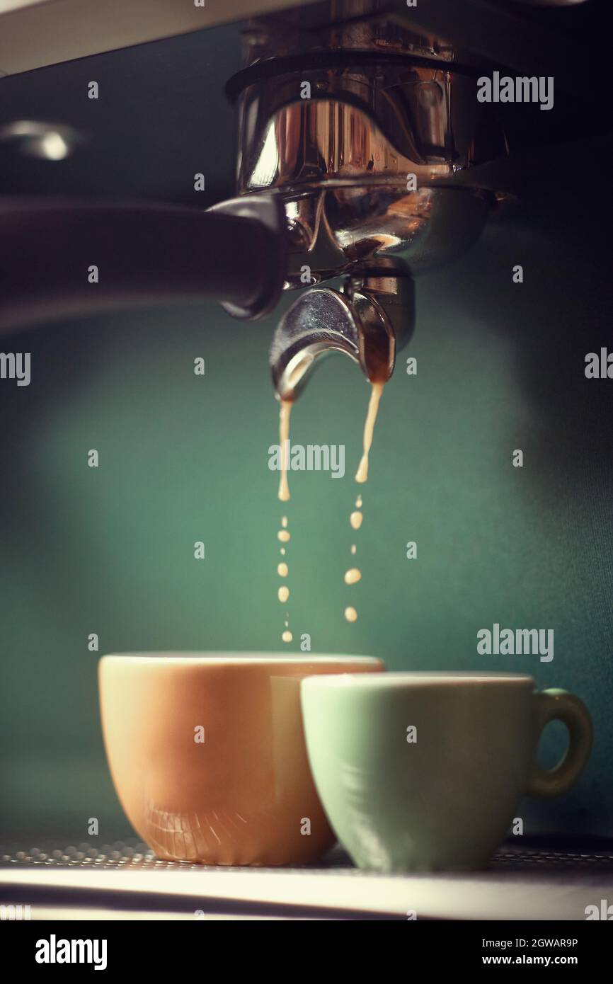 Pouring milk cup fresh espresso hi-res stock photography and images - Alamy