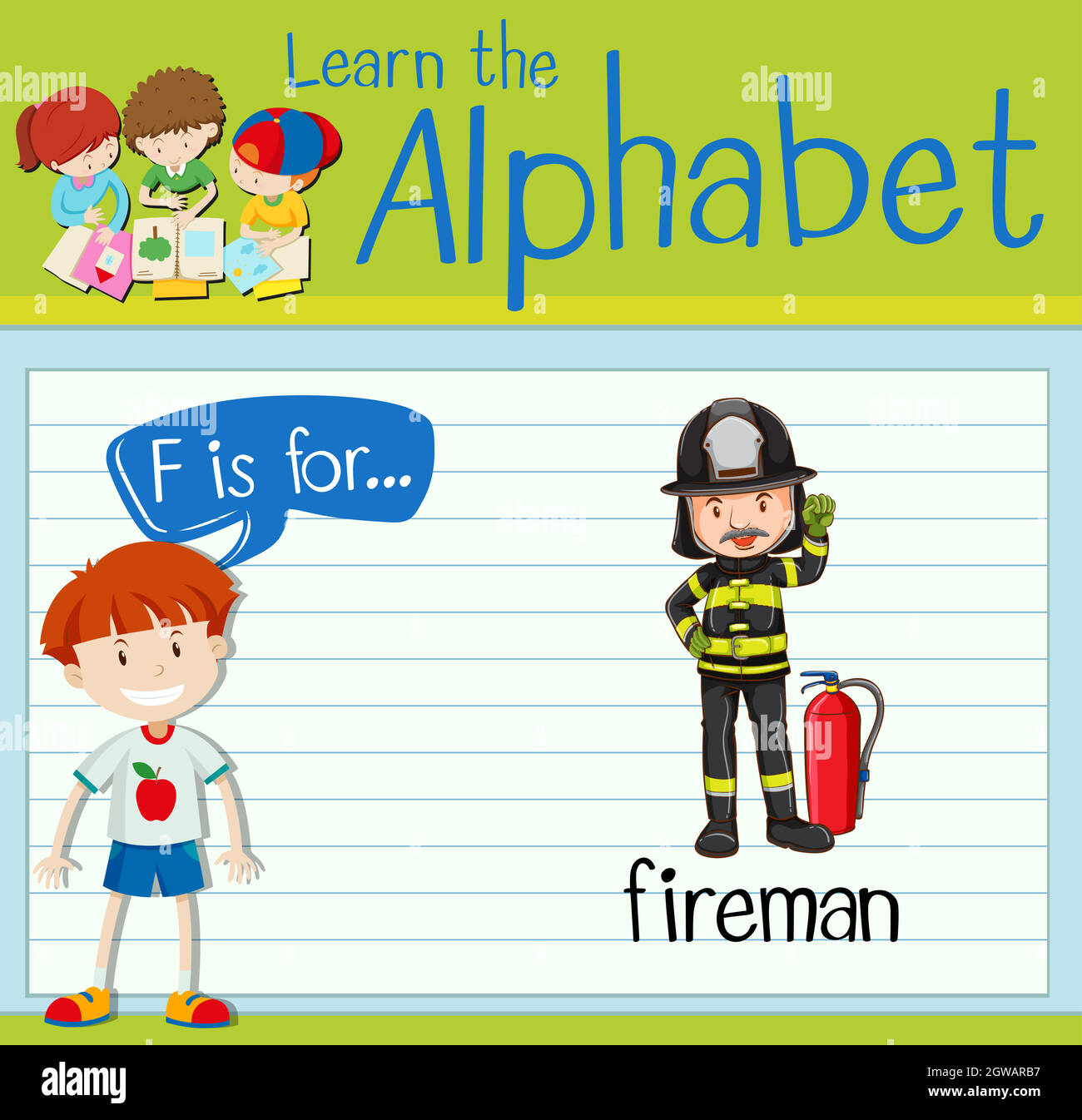 Flashcard letter F is for fireman Stock Vector Image & Art - Alamy