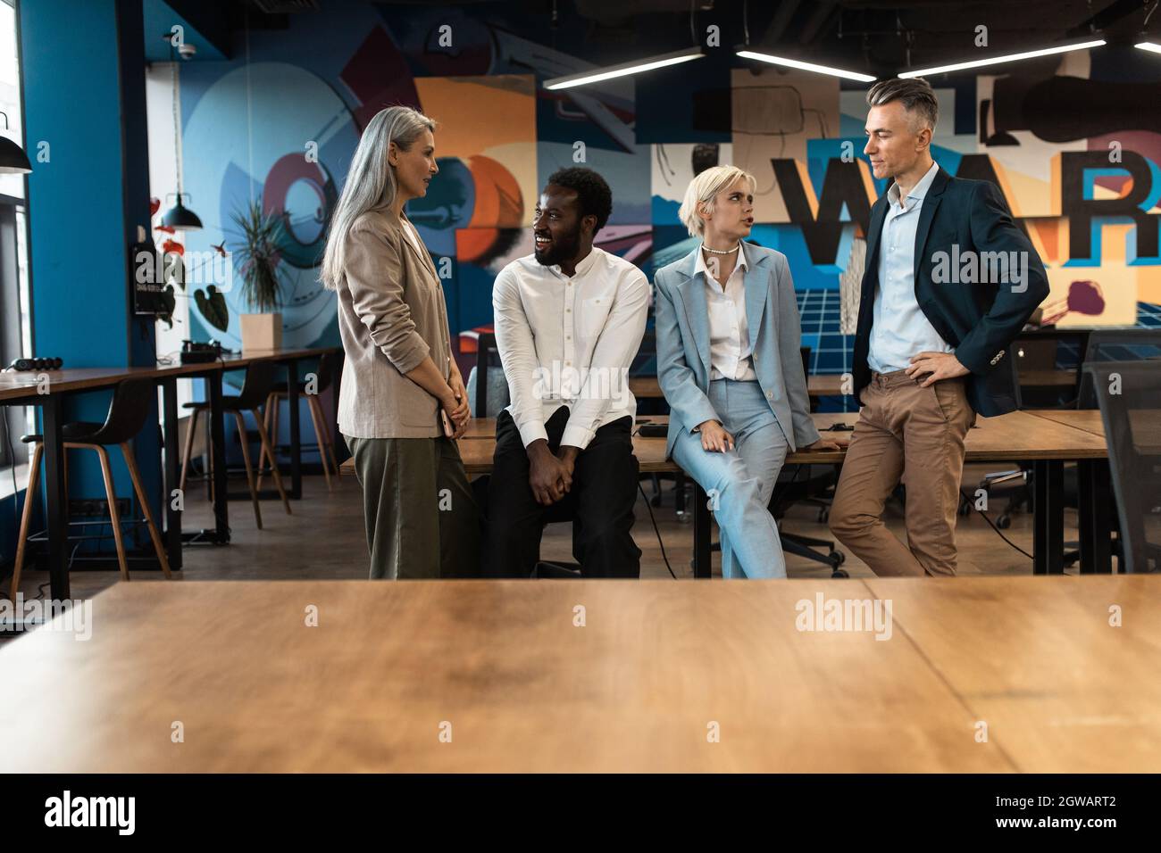 cinematic image of a multiethnic business team. employees working ...