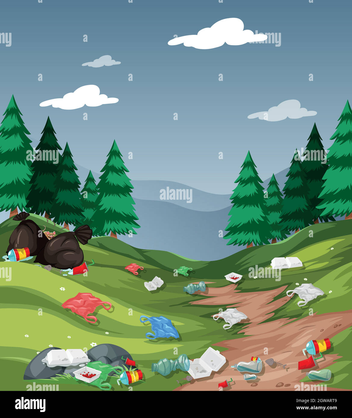 Plastic pollution tree Stock Vector Images - Alamy