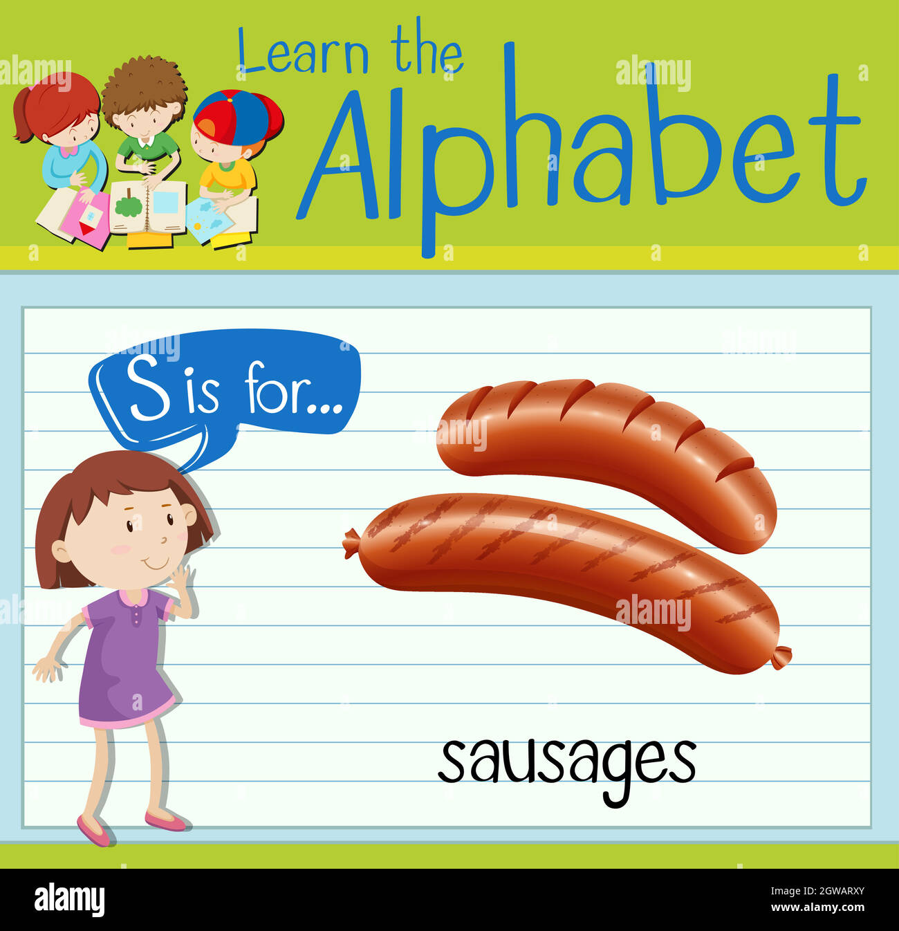 Flashcard letter S is for sausages Stock Vector Image & Art - Alamy