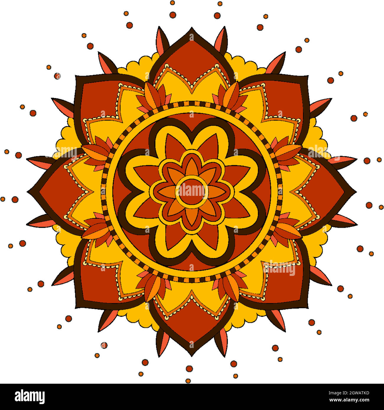 Mandala design in red and yellow color Stock Vector Image & Art - Alamy