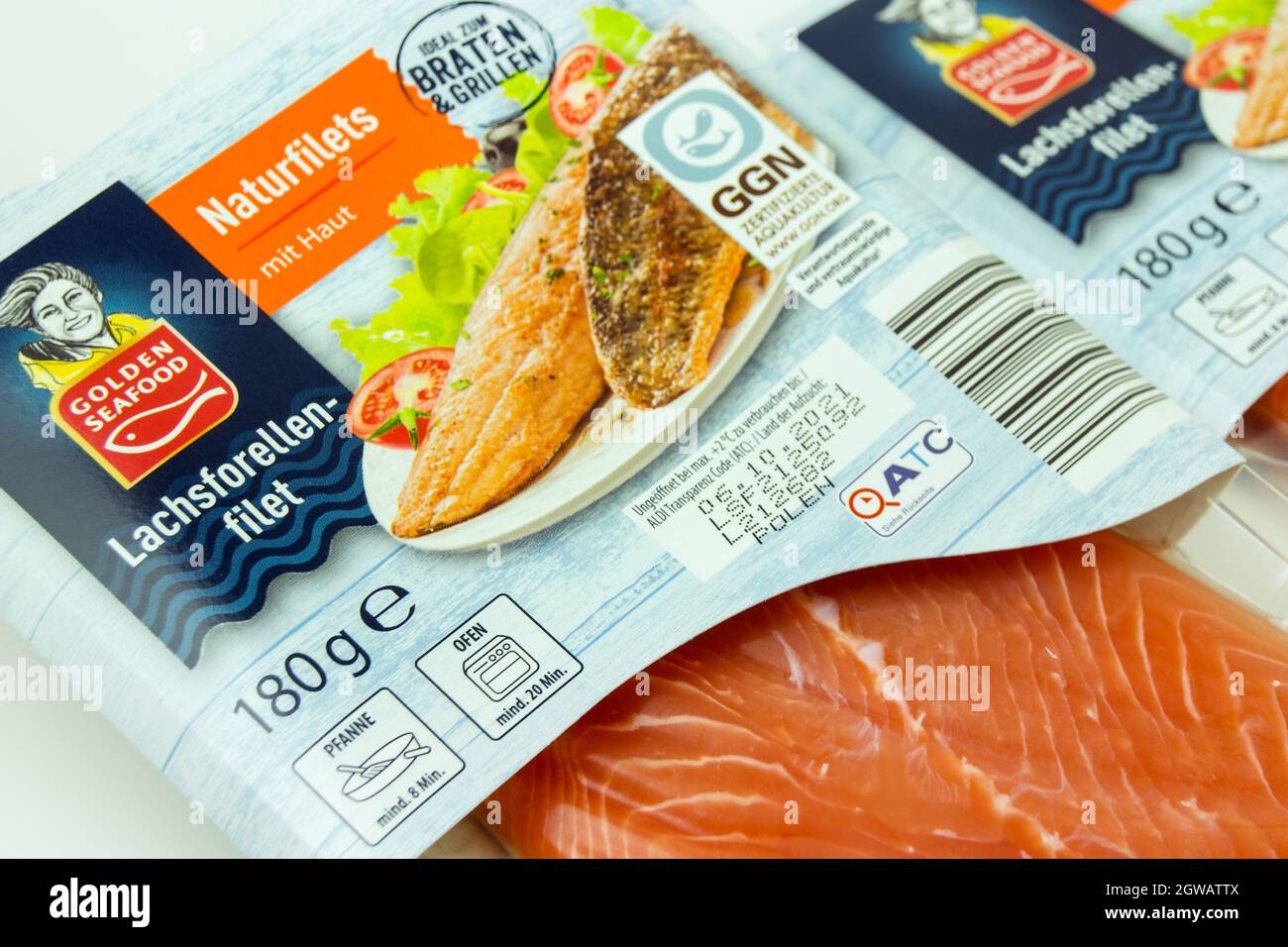 Hamburg, Germany - October 1 2021: Salmon Trouts Golden Seafood and ...