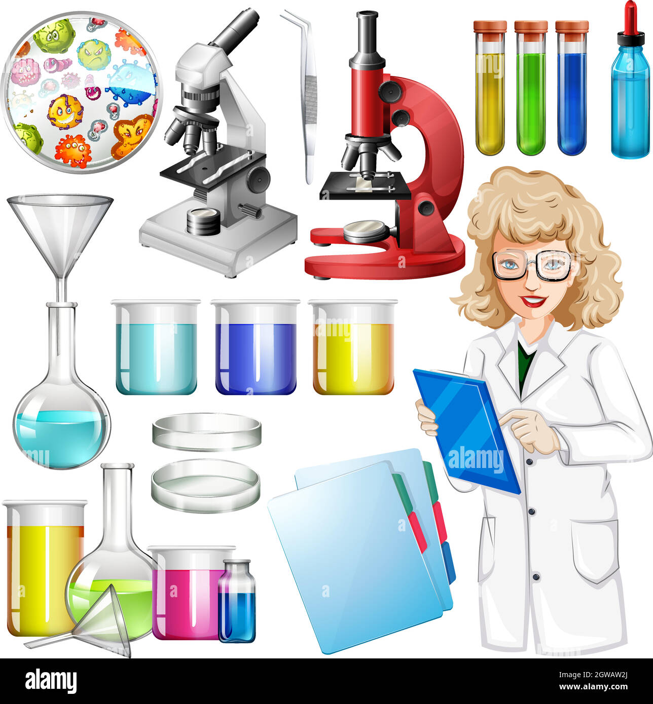 Beakers equipment Stock Vector Images - Alamy