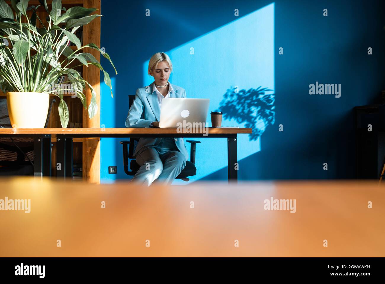 cinematic image of a young beautiful business woman. Portrait of an ...