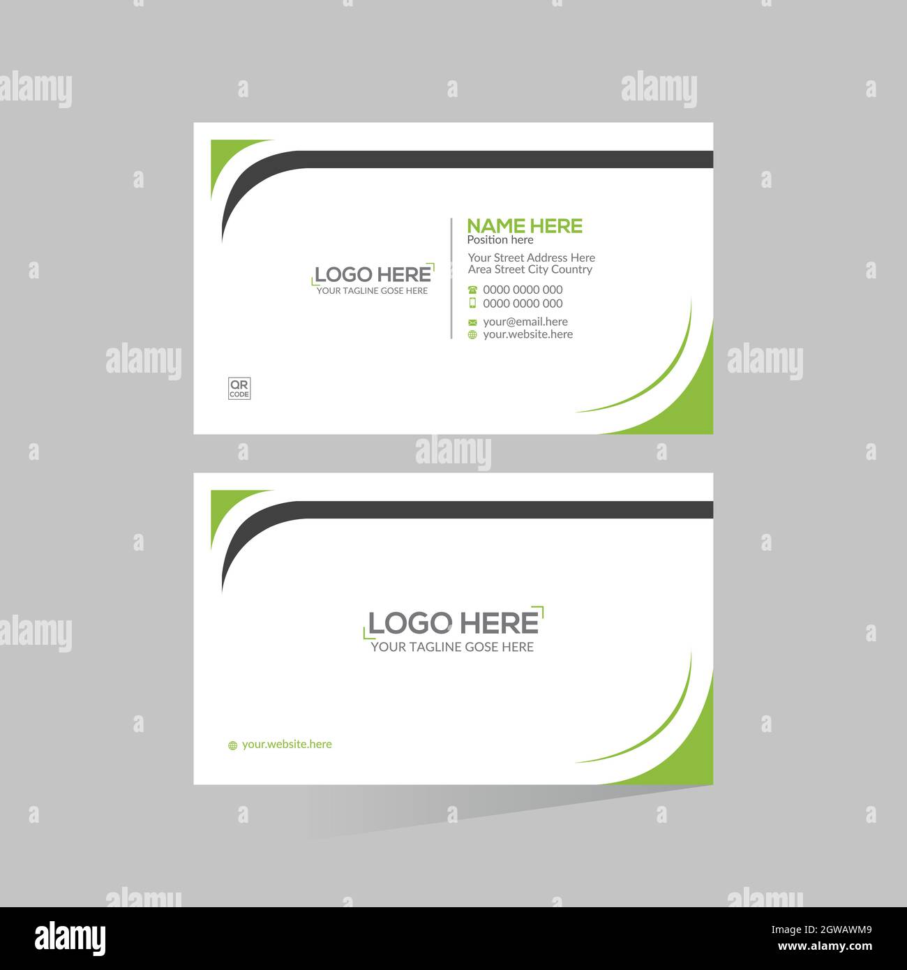 green colored double sided vector business card design Stock Vector ...