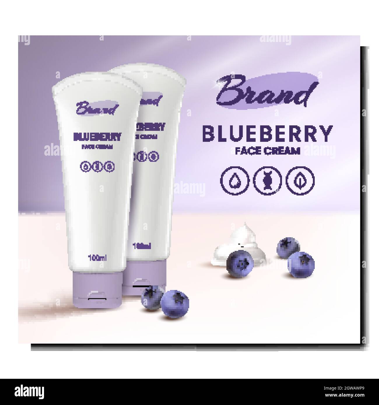 Blueberry Face Cream Creative Promo Poster Vector Stock Vector Image ...
